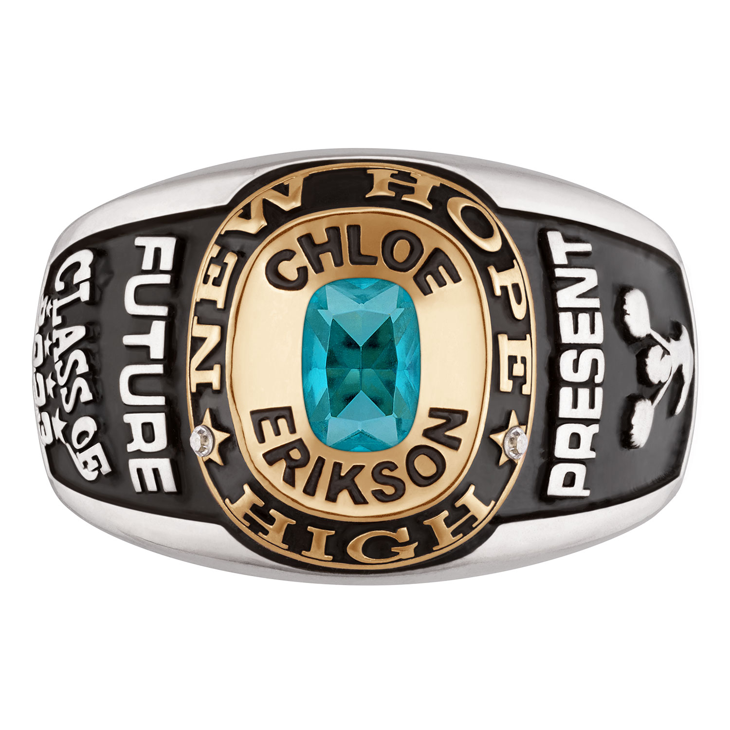 Ladies' Gold Over Sterling 2-tone Traditional Class Ring